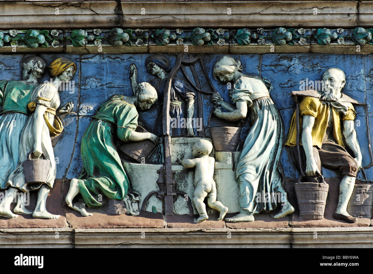 Coloured terracotta friezes on the Sunlight Chambers building Dublin ...