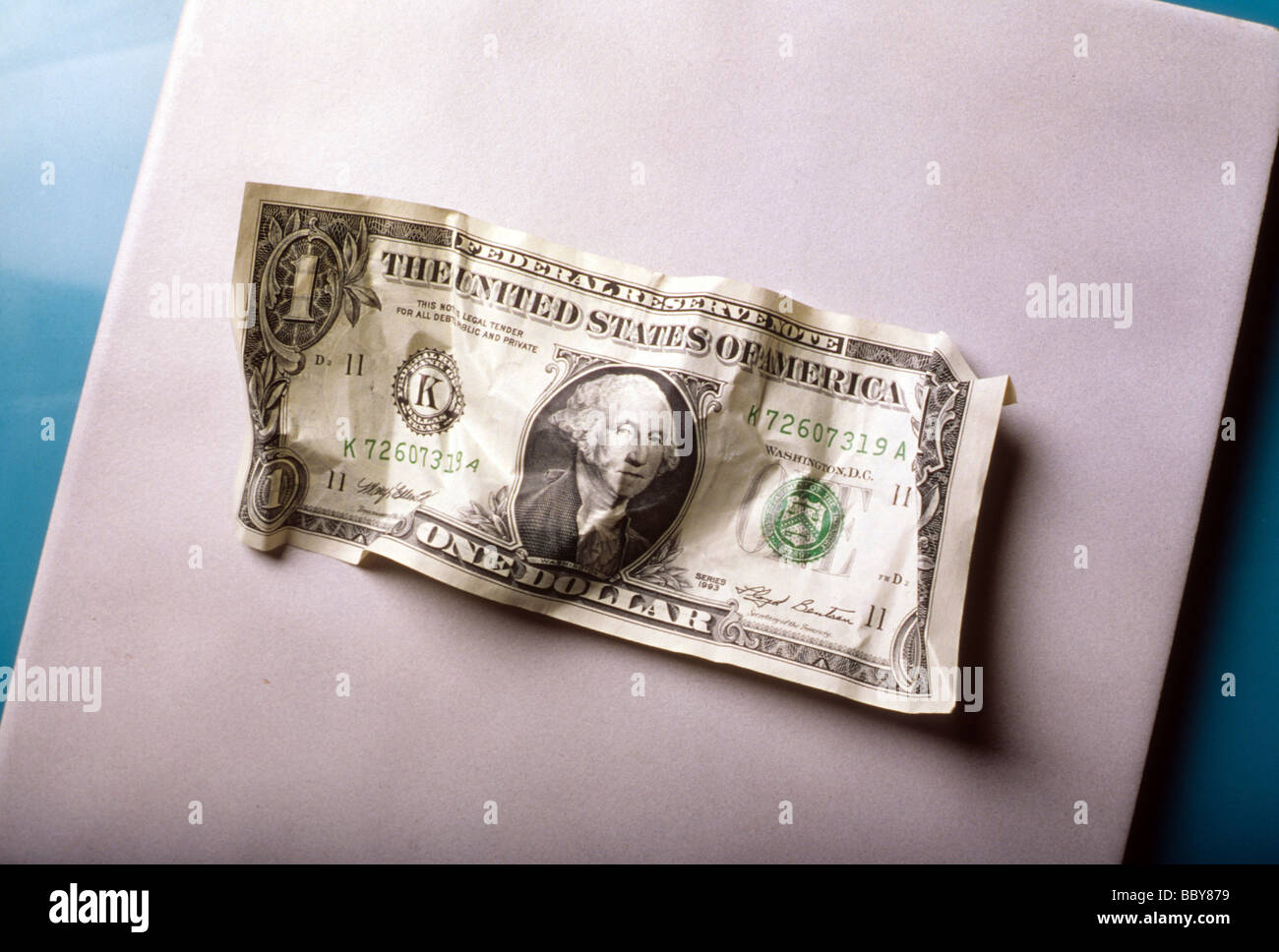 US dollar bill cash wrinkle money economy currency worn damage wear ...