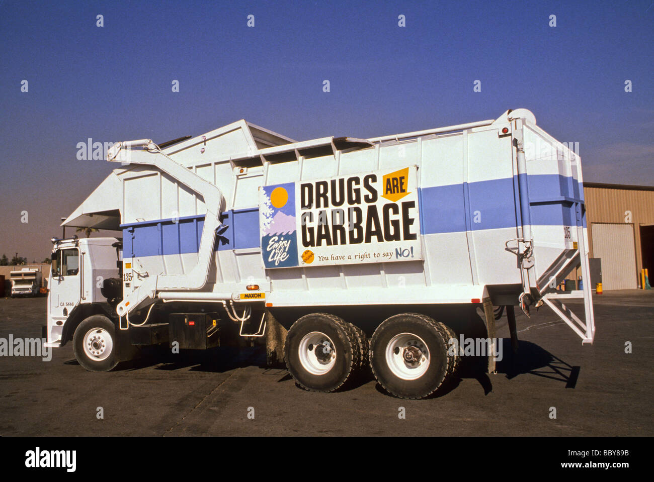 drugs garbage trash say no health safety promotion sign truck message ...