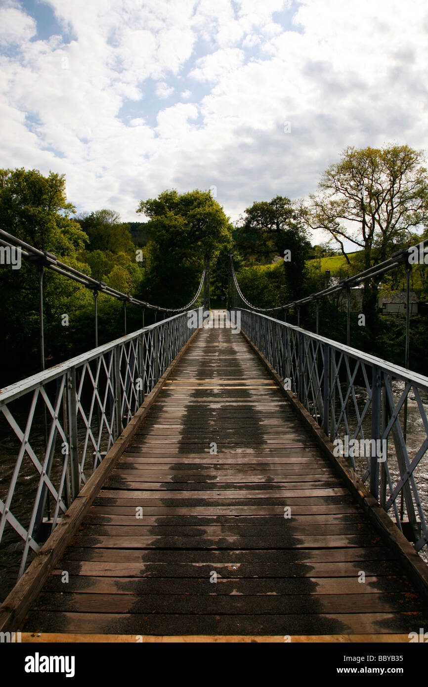An old suspension bridge across the River Wye, close to the village off ...