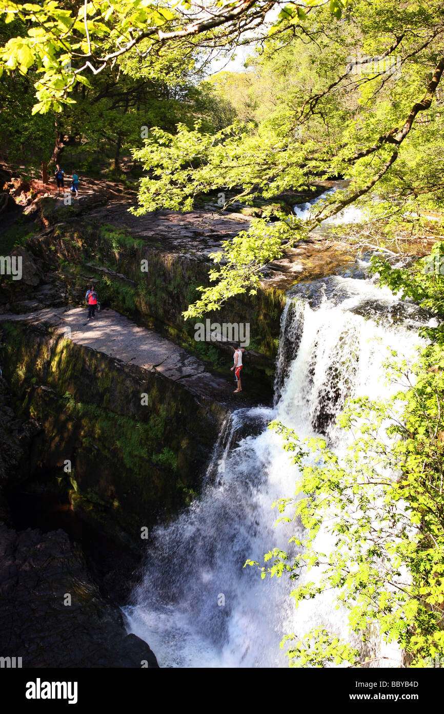 The Sqwd-Clun-Gwyn waterfall on the River Mellte near the village of ...