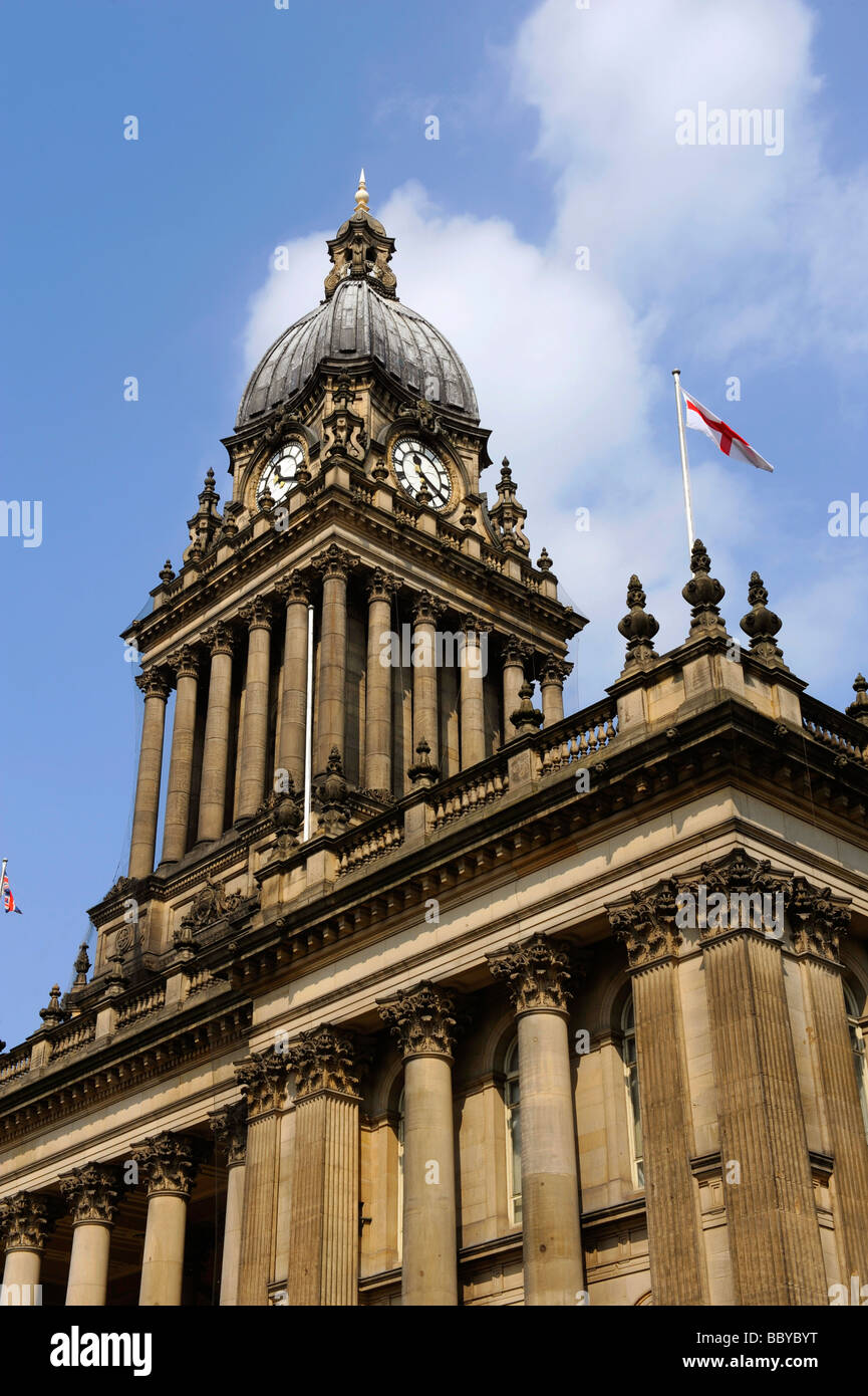 flag of saint george flying from leeds town hall built in 1858 designed ...