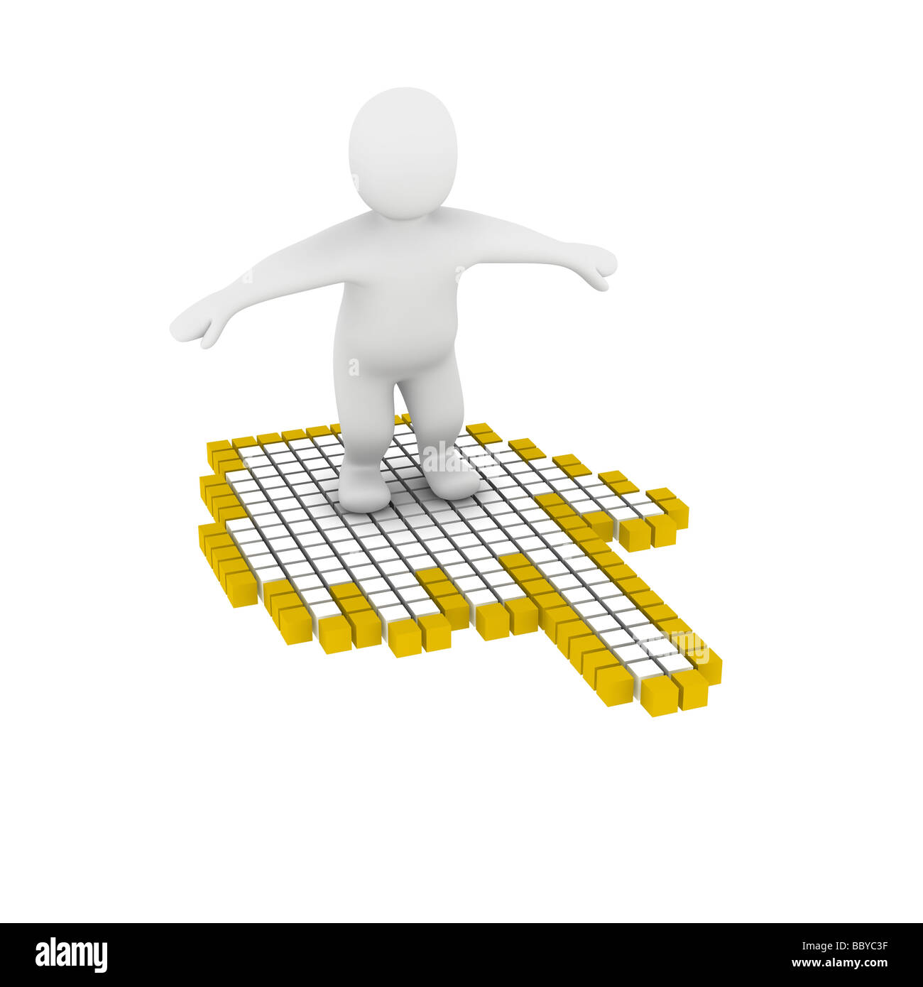 Man flying on computer mouse cursor Stock Photo - Alamy