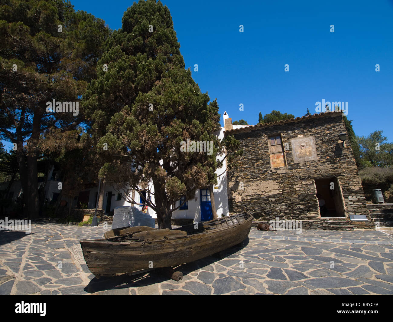 Fishing Boat with Tree Stock Photo - Alamy