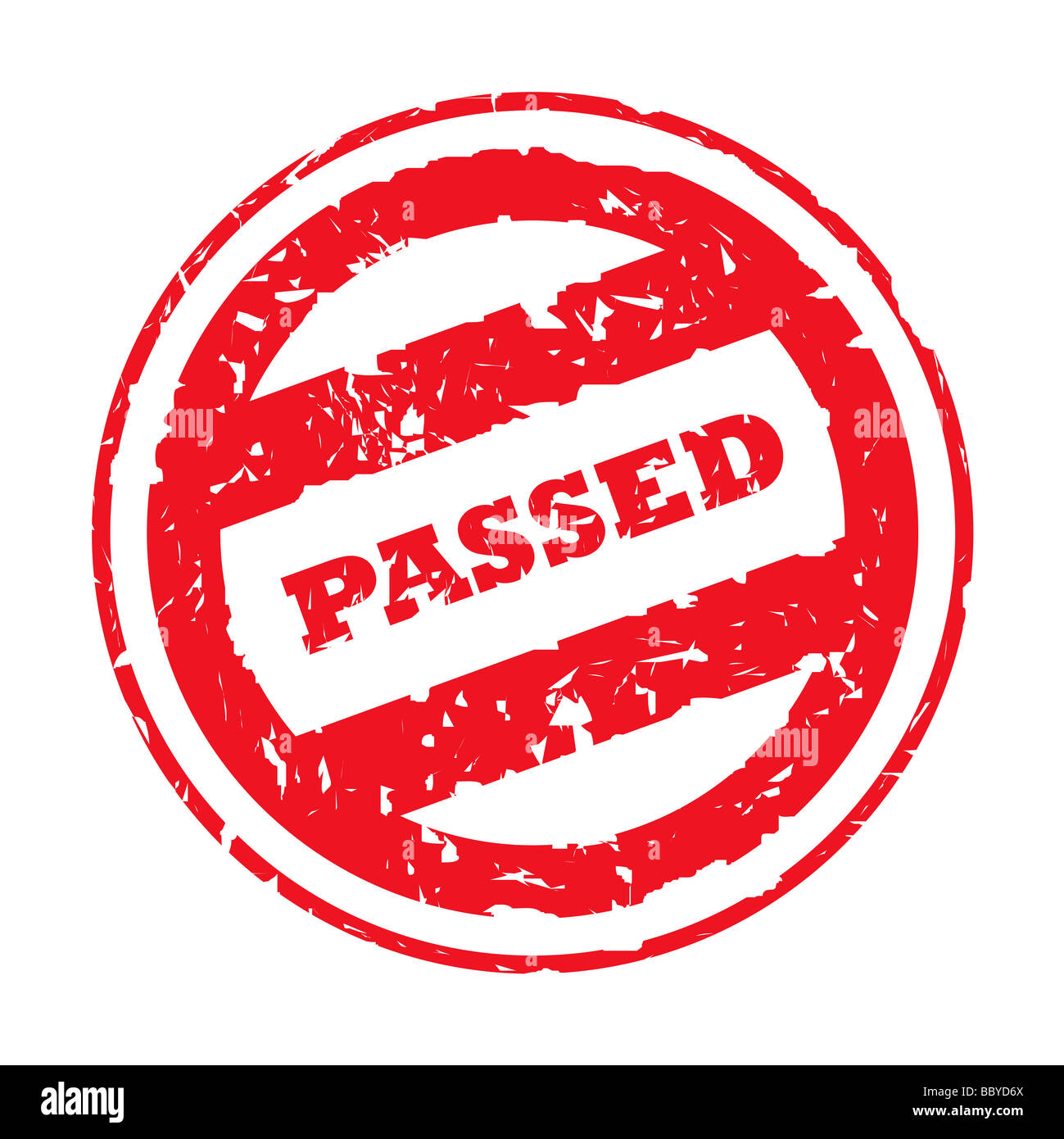 Red used passed stamp isolated on white background Stock Photo - Alamy