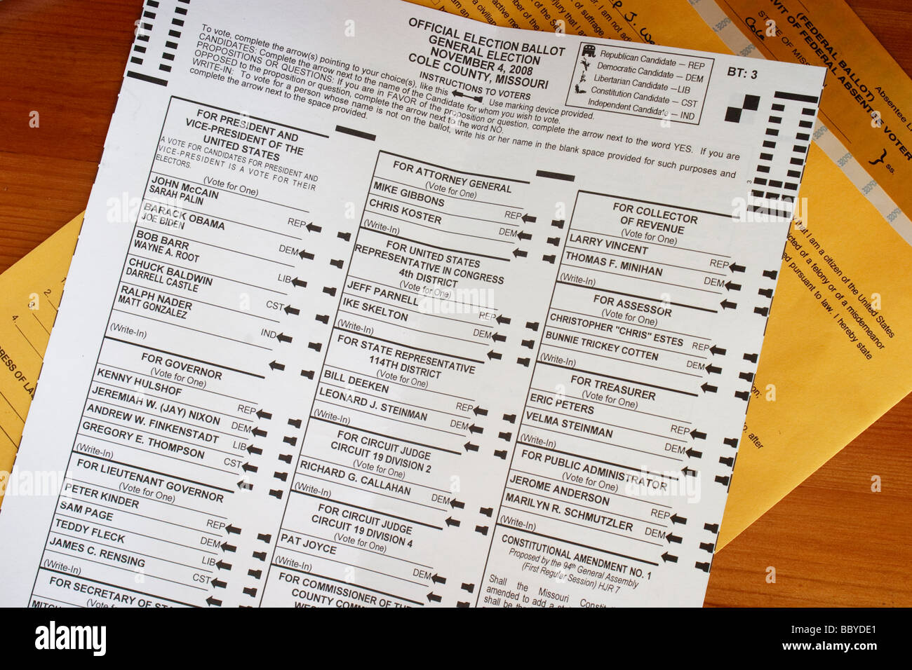 Us ballot paper hi-res stock photography and images - Alamy