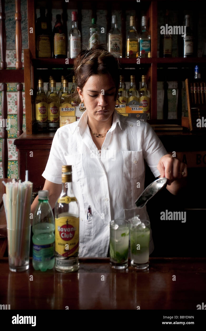 A barmaid makes a mojito Stock Photo - Alamy