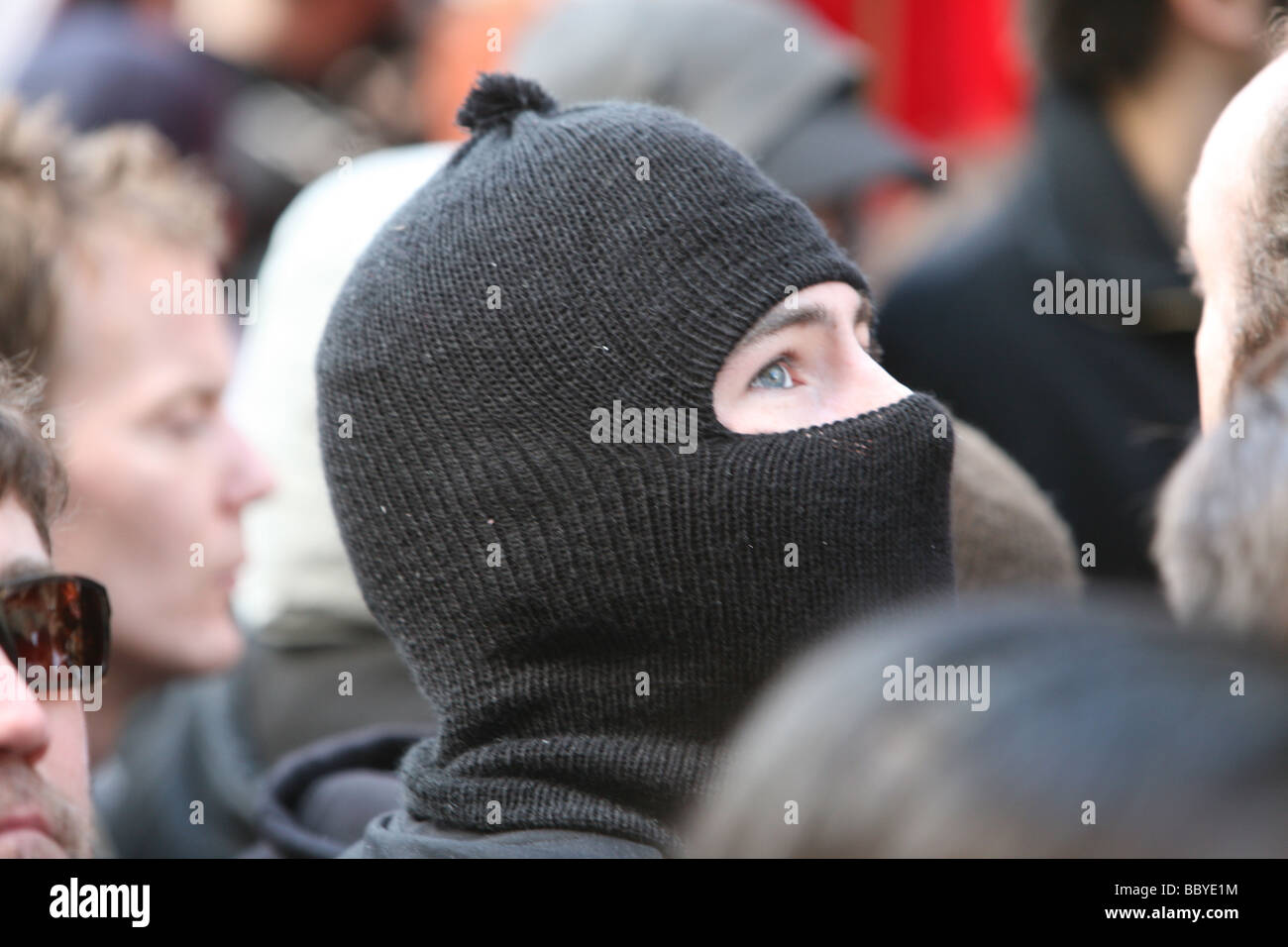 protesters during the g20 protest in london protesting against bankers ...