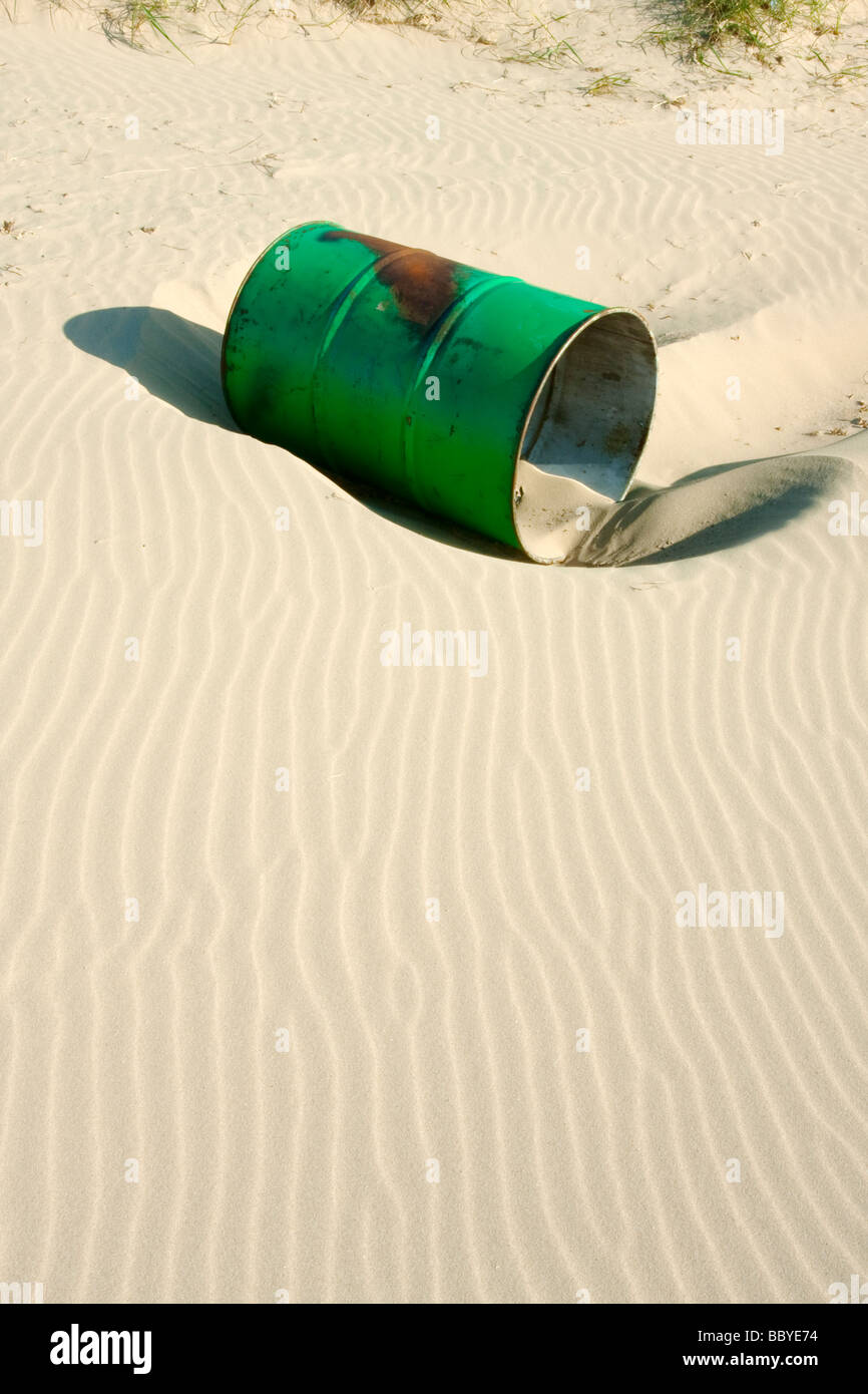 An abandoned oil drum lays washed up on the sand between Holme and Old ...