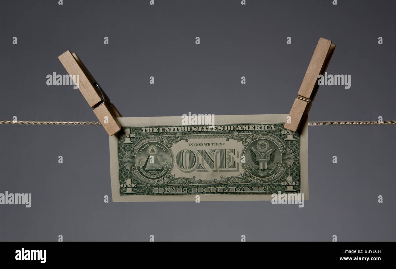 dollar bill on washing line Stock Photo - Alamy