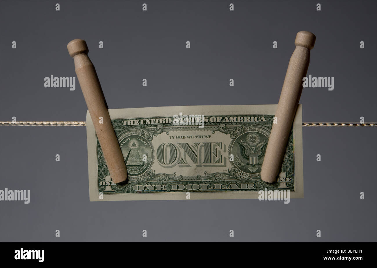 dollar bill on washing line Stock Photo - Alamy