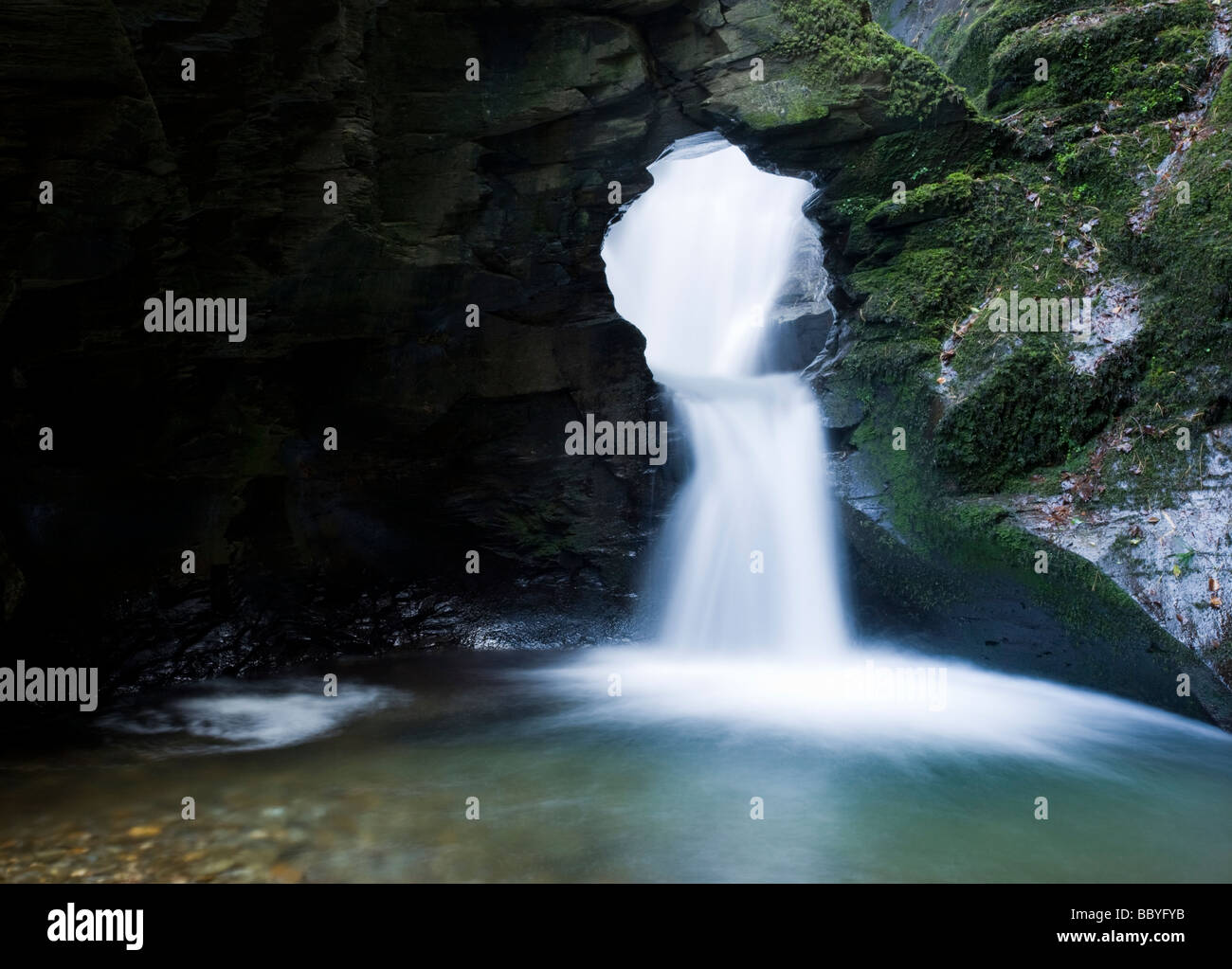 St Nectans Glen waterfall Trethevey Cornwall Stock Photo - Alamy