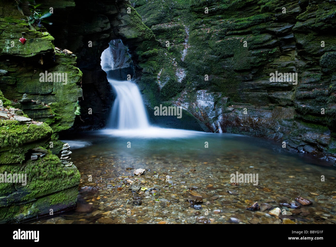 St Nectans Glen waterfall Trethevey Cornwall Stock Photo - Alamy
