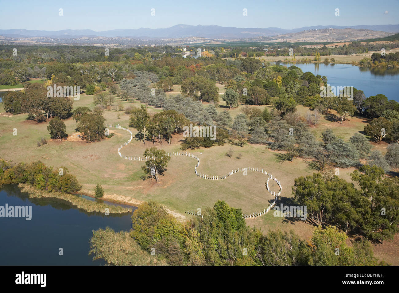 SIEV X Memorial Weston Park Yarralumla and Lake Burley Griffin Canberra ACT Australia aerial ...