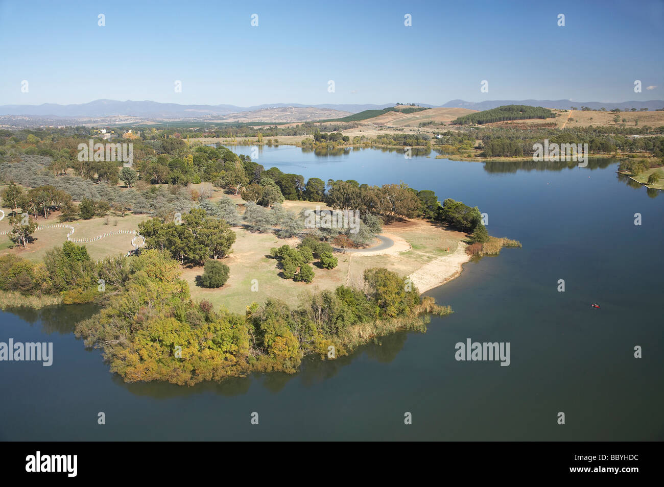 Weston Park Yarralumla and Lake Burley Griffin Canberra ACT Australia aerial Stock Photo - Alamy