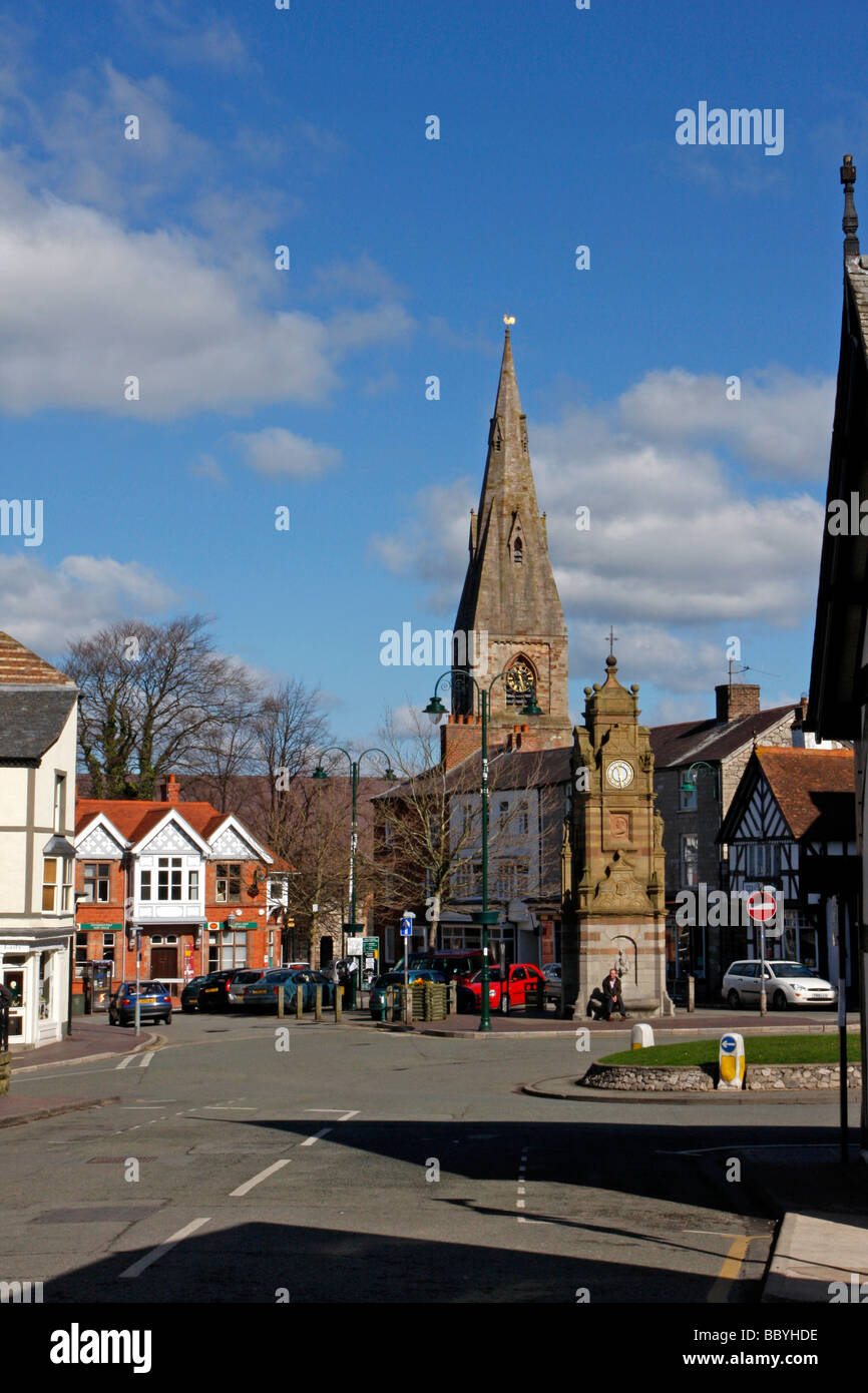 Ruthin town centre including the clock tower and St Peter s church ...