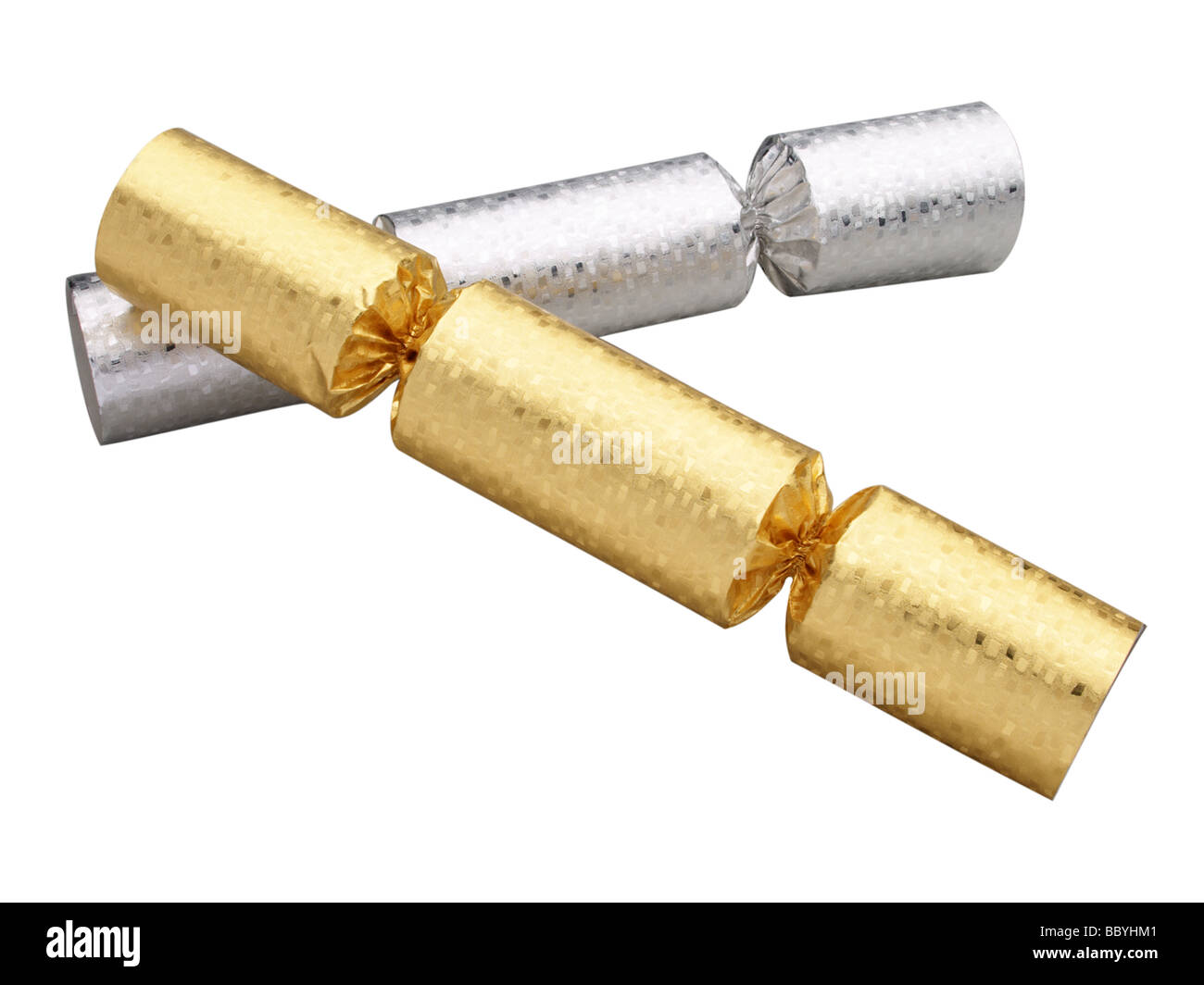 Silver gold christmas crackers Cut Out Stock Images & Pictures - Alamy