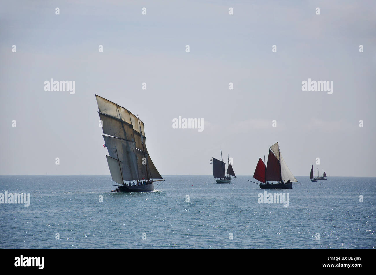 Vintage lugger boats, Looe Festival of the Sea, Looe, Cornwall, England ...