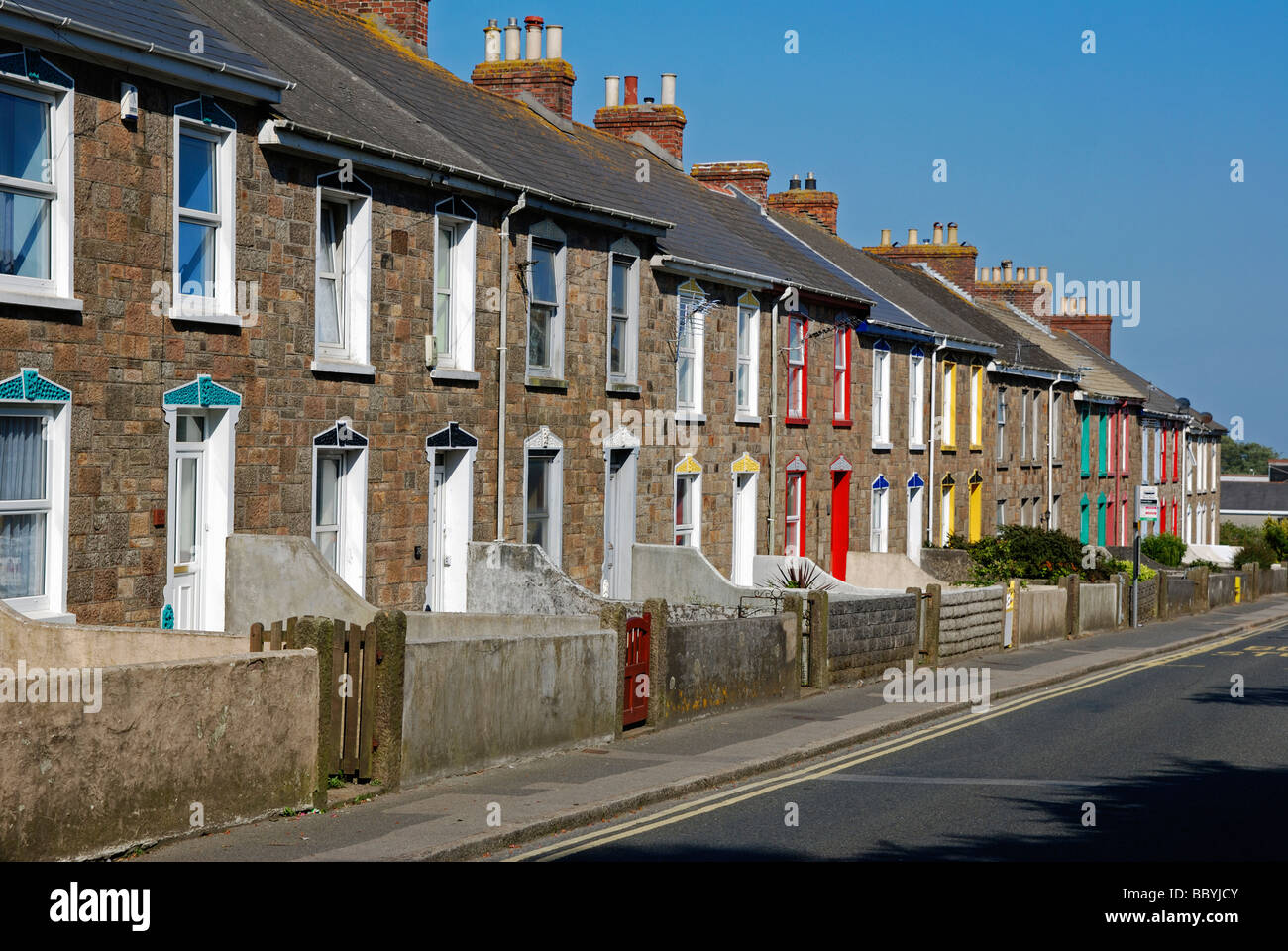 a row of old tin miners cottages in camborne, cornwall, uk Stock Photo ...