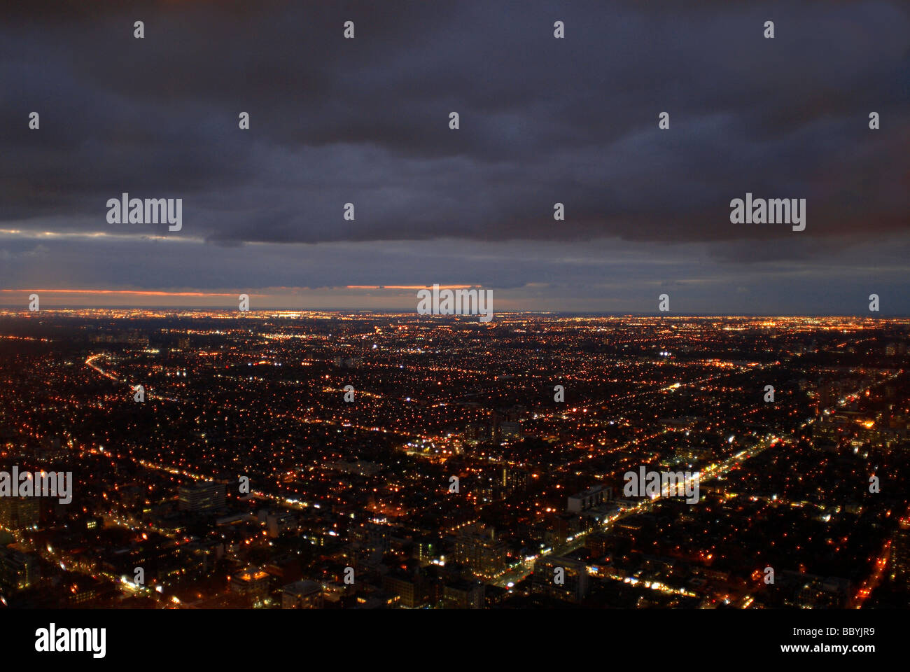 View over city at night Stock Photo - Alamy