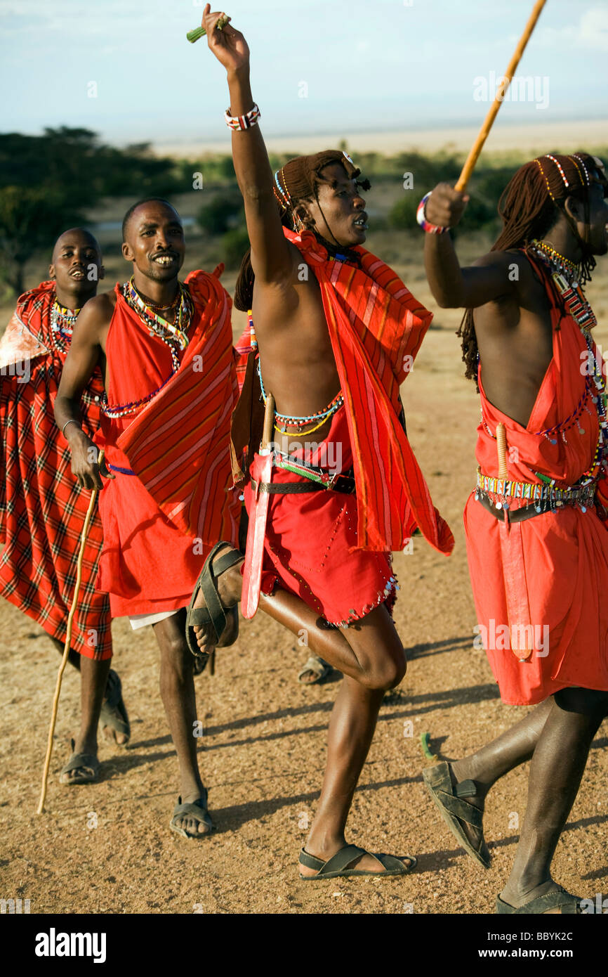 Maasai Warriors - Maji Moto Maasai Village - near Narok, Kenya Stock ...