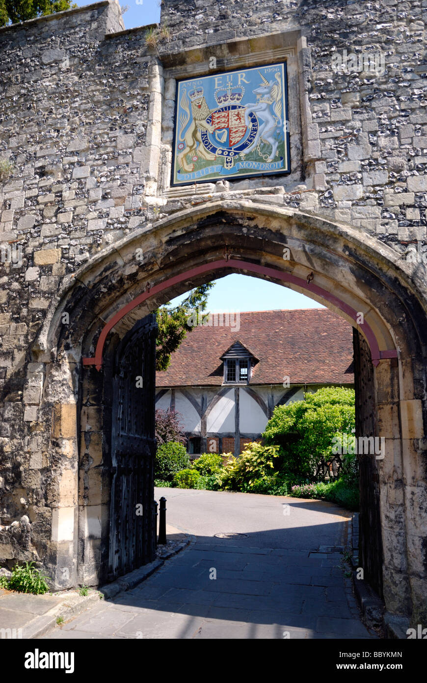 Priory Gate leading into the grounds of Winchester Cathedral Stock ...
