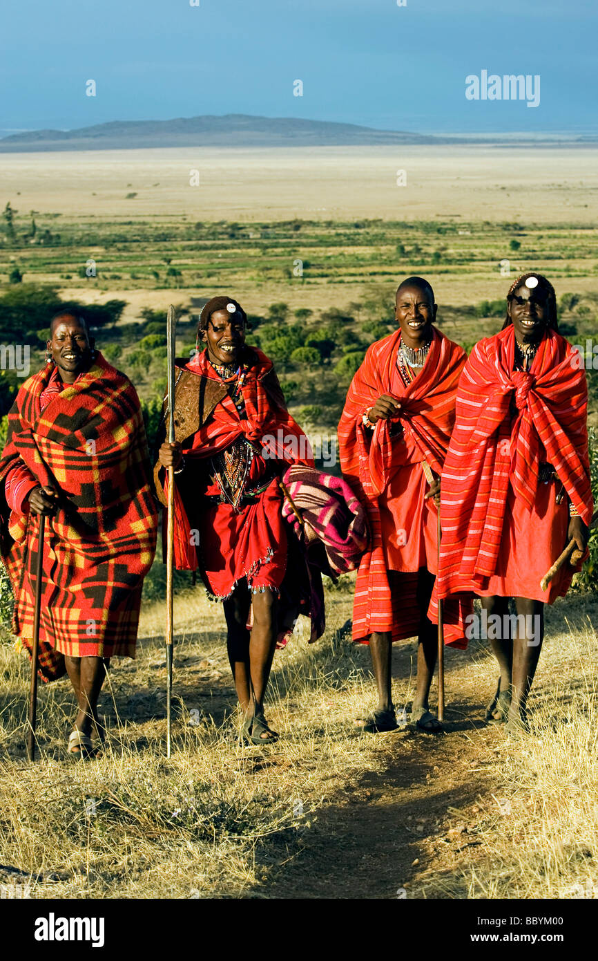 Maasai Warriors - Maji Moto Maasai Village - near Narok, Kenya Stock ...