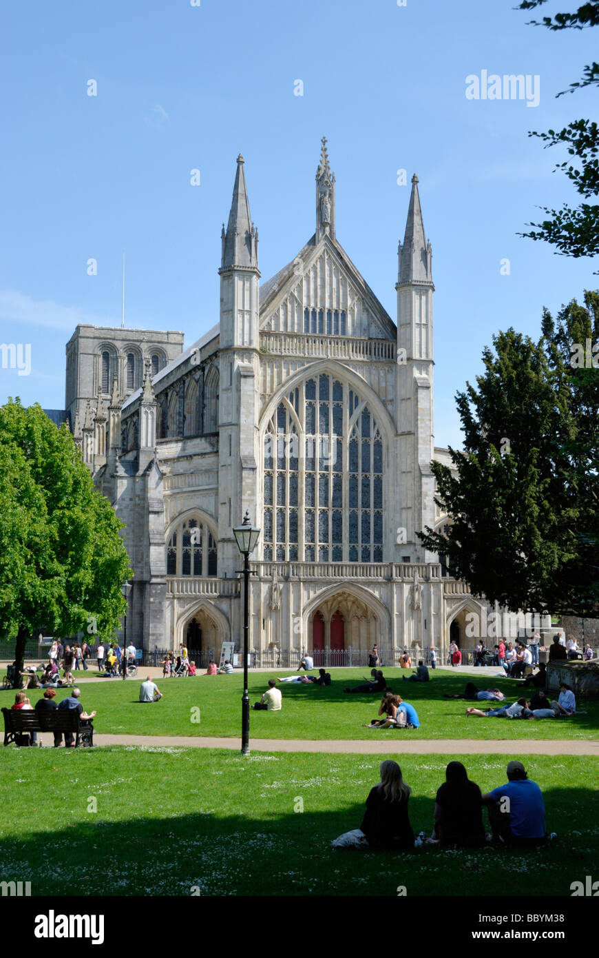 Winchester Cathedral and grounds from the West Stock Photo - Alamy