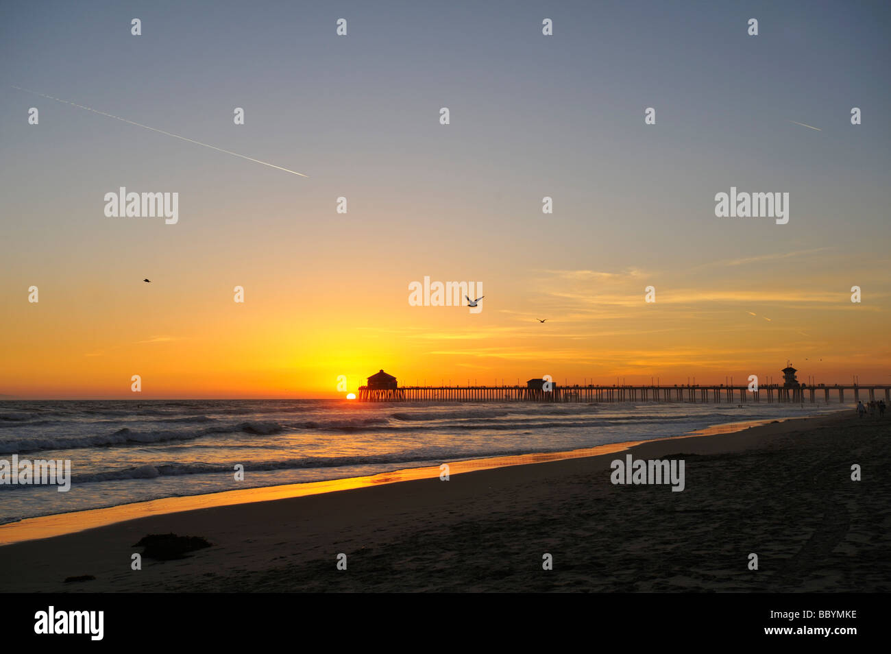Huntington Beach Sunset Stock Photo - Alamy