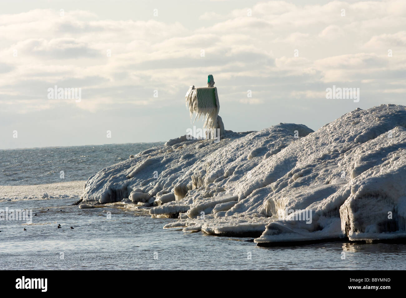 Frozen breakwater at New Buffalo harbor Stock Photo - Alamy