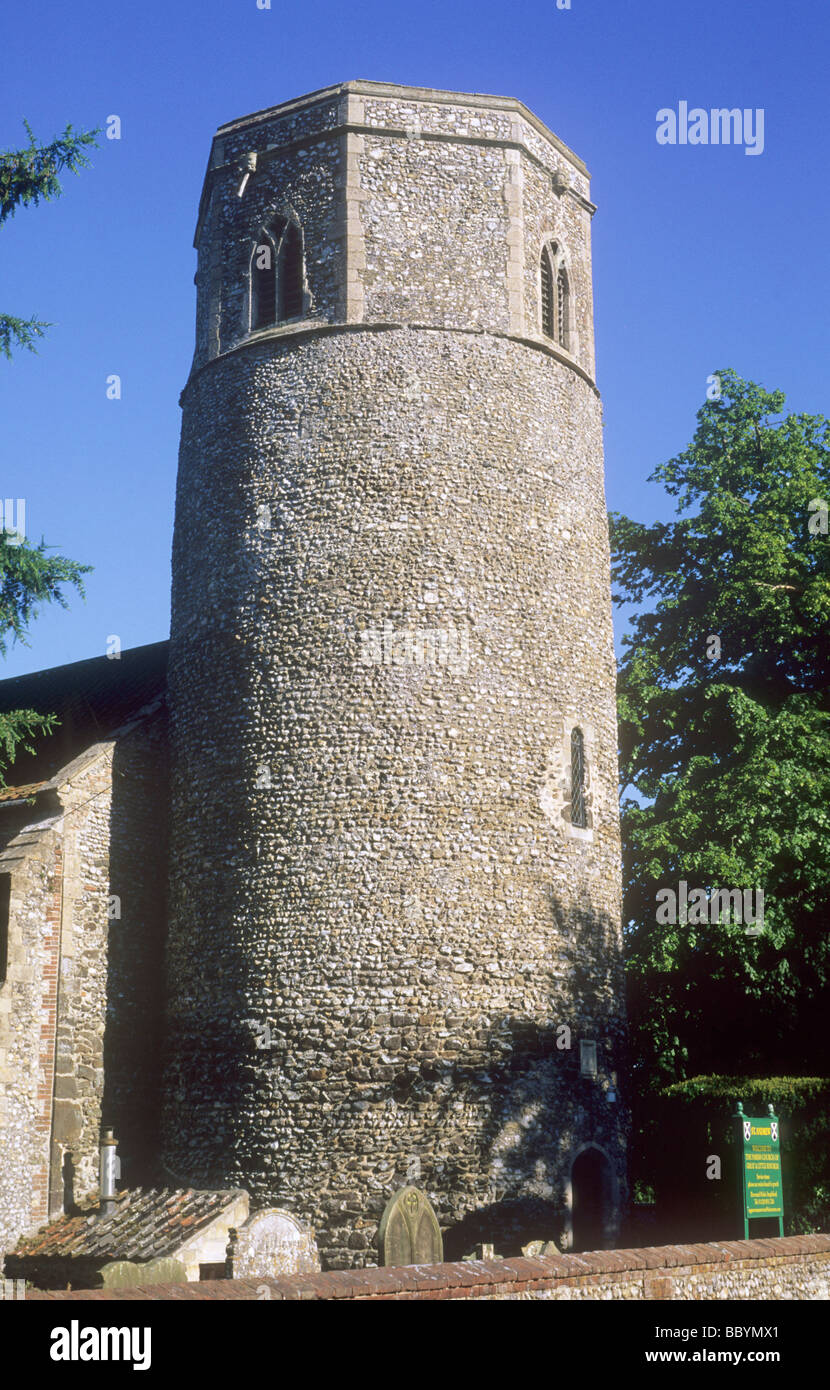 Great Ryburgh round tower church Norfolk Norman architecture octagonal ...