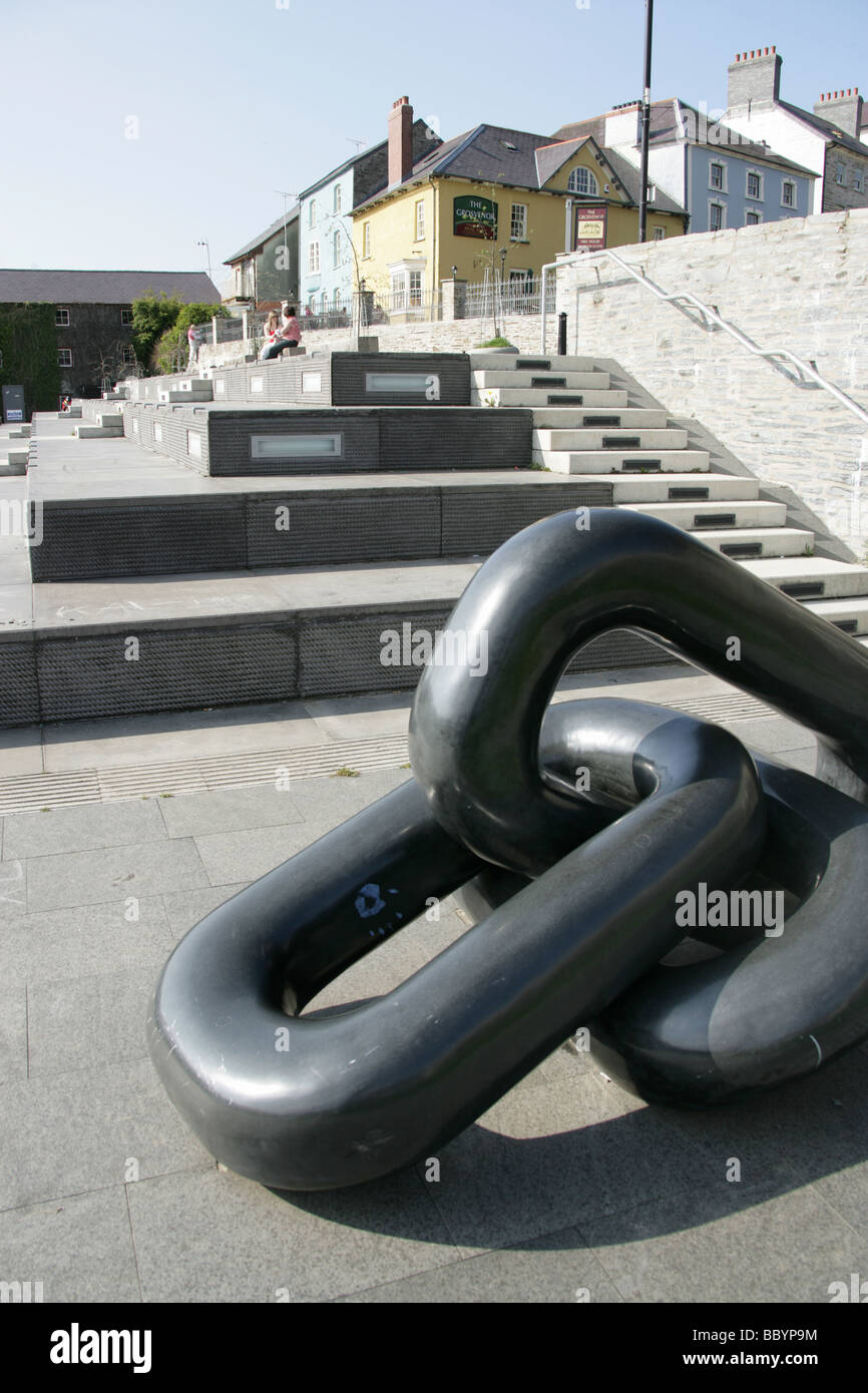 Town of Cardigan, Wales. Anchor sculpture at the renovated Prince ...