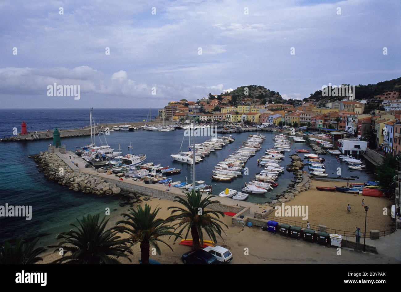 The harbour of Giglio Island, Tuscany, Mediterranean Sea, Italy Stock ...