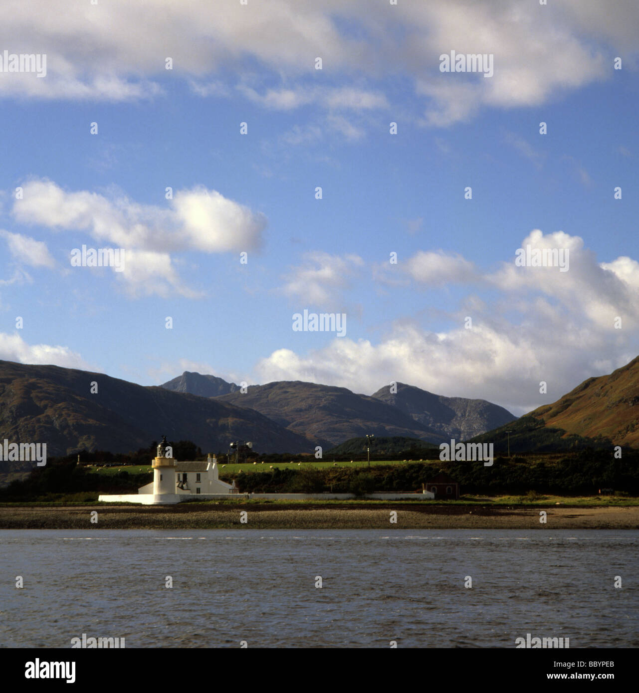 The lighthouse at Corran Point Loch Linnhe Fort William Inverness-shire ...
