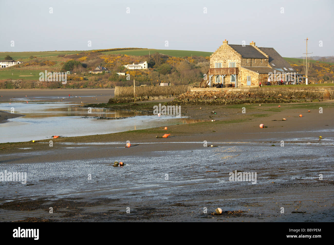 Town of Newport Parrog, Wales. Sunny evening view of Newport Boat Club ...