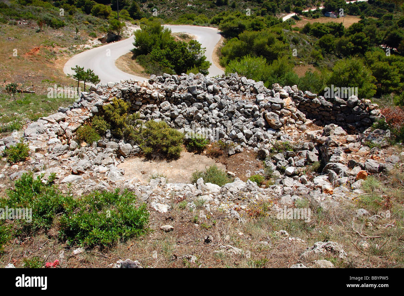 World war two stone pill box gun emplacement ruins in Zakynthos, Greece ...