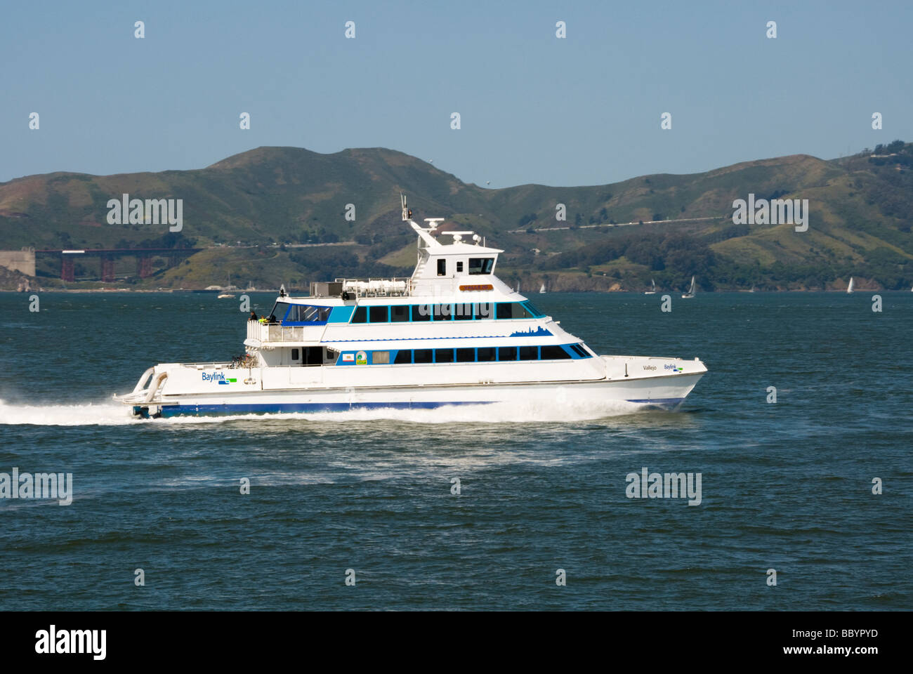 San Francisco California Passenger ferry in early morning on San ...