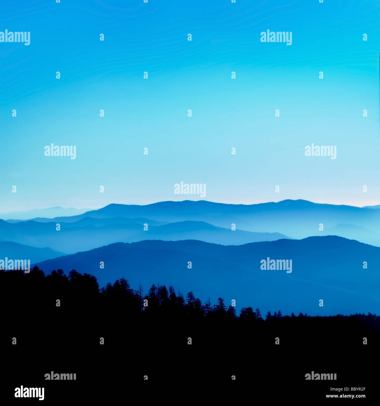 Beautiful view looking over mountains, Great Smoky Mountains National ...