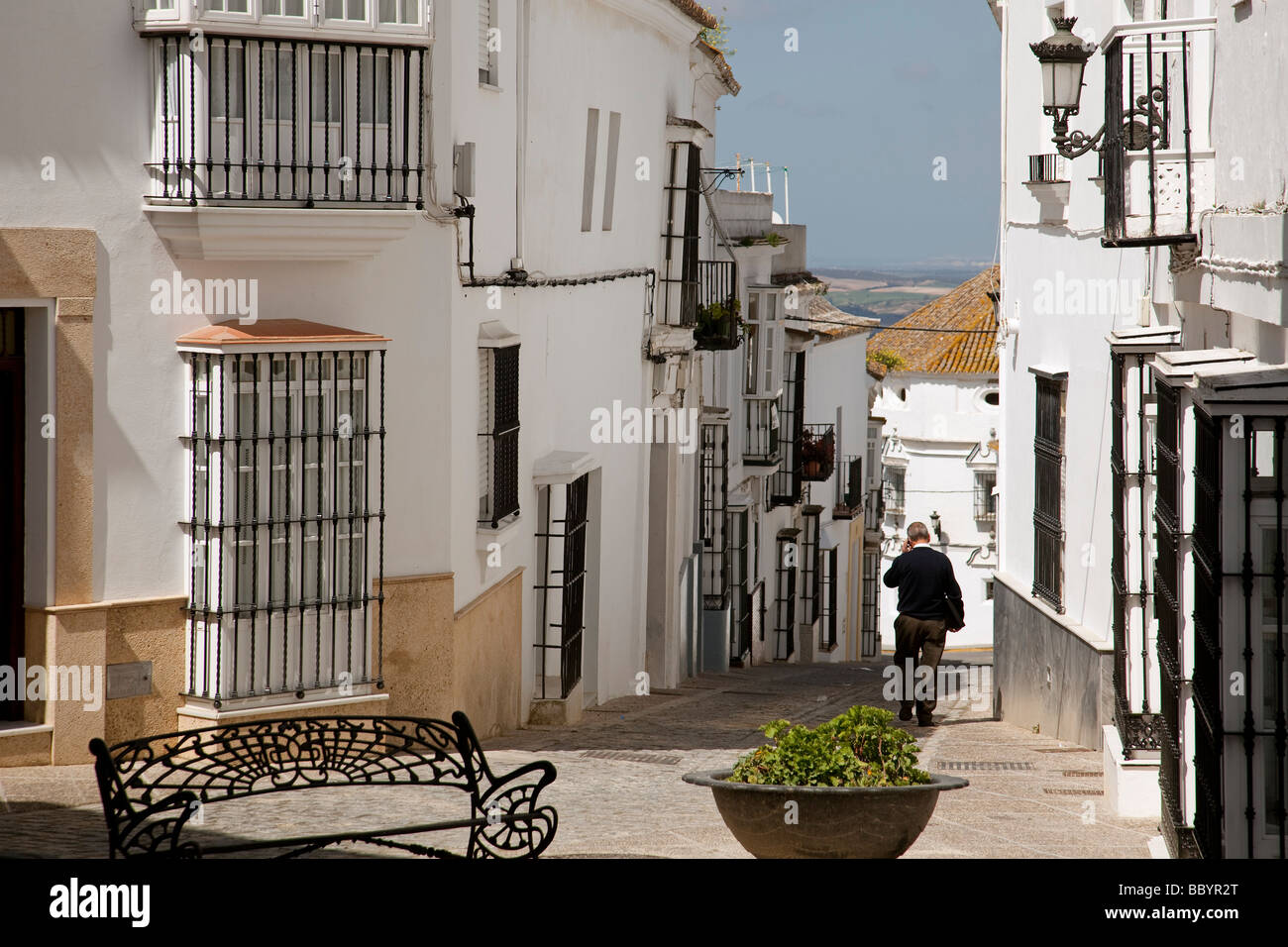 street in the white village of Medina Sidonia in Cádiz Andalusia Spain ...