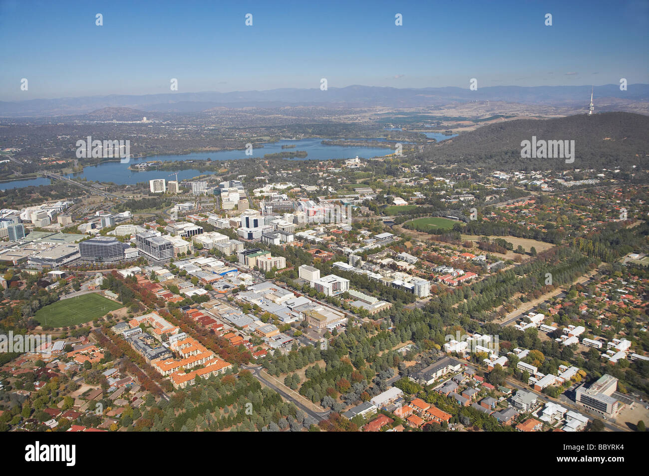 Canberra CBD and Lake Burley Griffin Canberra ACT Australia aerial ...