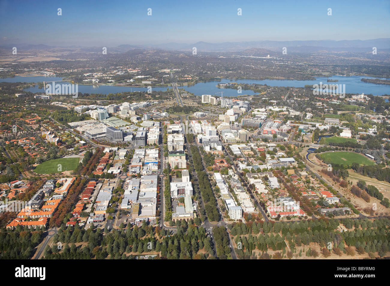 Canberra CBD and Lake Burley Griffin Canberra ACT Australia aerial Stock Photo - Alamy