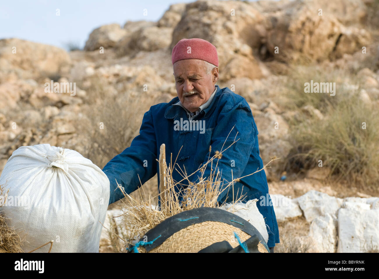 old berber man working near Matmata Sahara desert Tunisia Stock Photo ...
