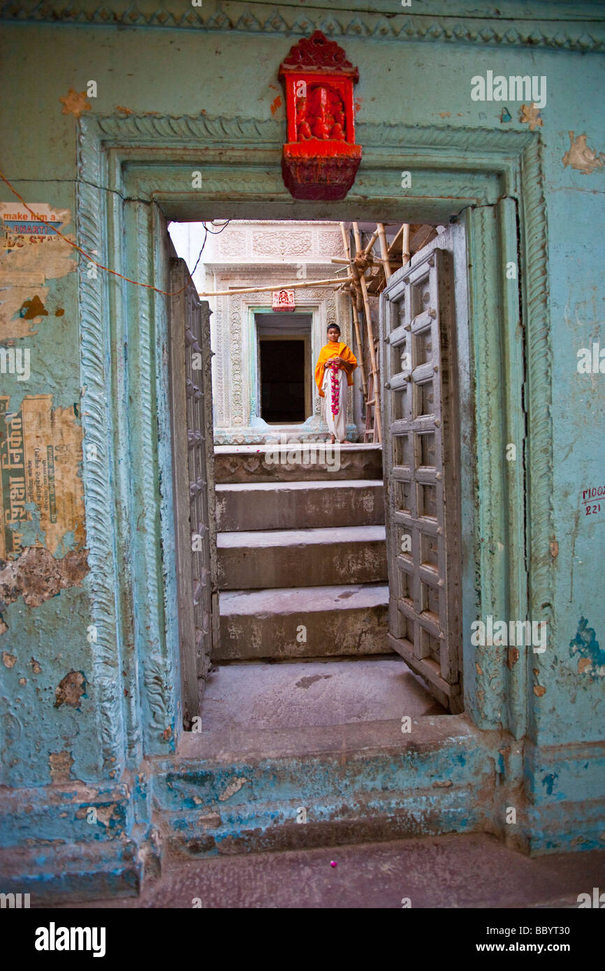 Indian Boy at a Hindu Temple in Varanasi India Stock Photo - Alamy