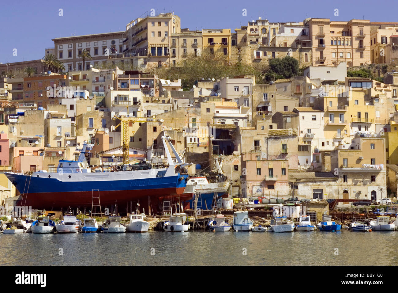 Waterfront, harbor, fishing boats, Sciacca, Sicily, Italy, Europe Stock ...