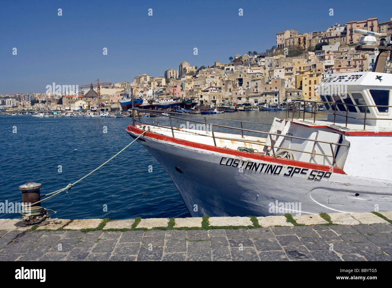 Waterfront, harbor, fishing boats, Sciacca, Sicily, Italy, Europe Stock ...