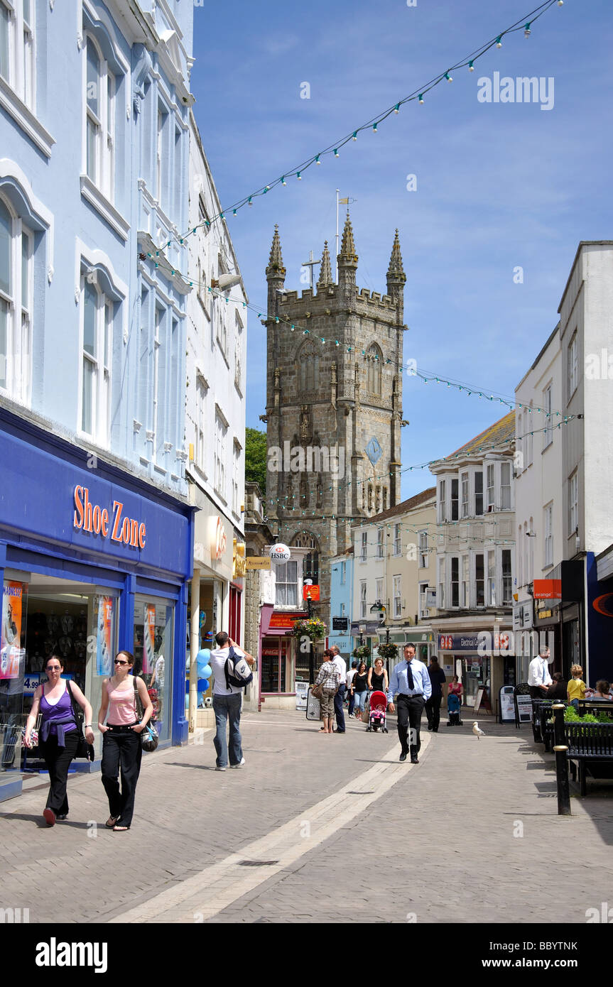 Fore Street and Holy Trinity Church, St Austell, Cornwall, England ...