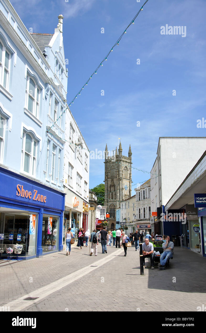 Fore Street and Holy Trinity Church, St Austell, Cornwall, England ...