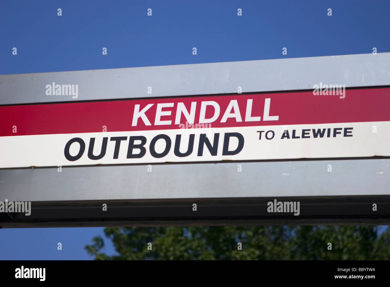 Sign for Entrance to Kendall red line subway station Cambridge ...
