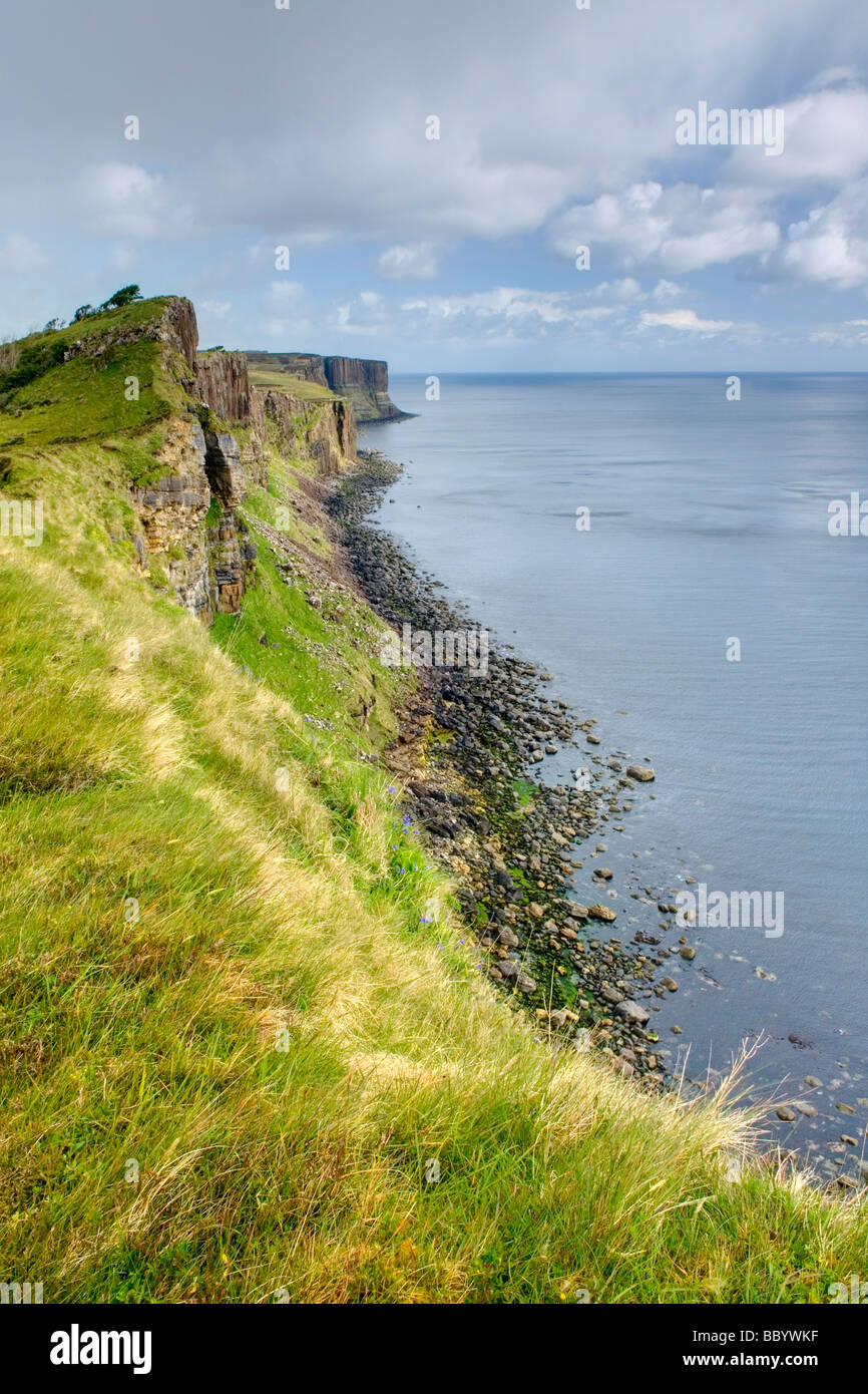 Dunite cliffs on the coast of Isle of Skye Scotland Kilt Rock is in the ...