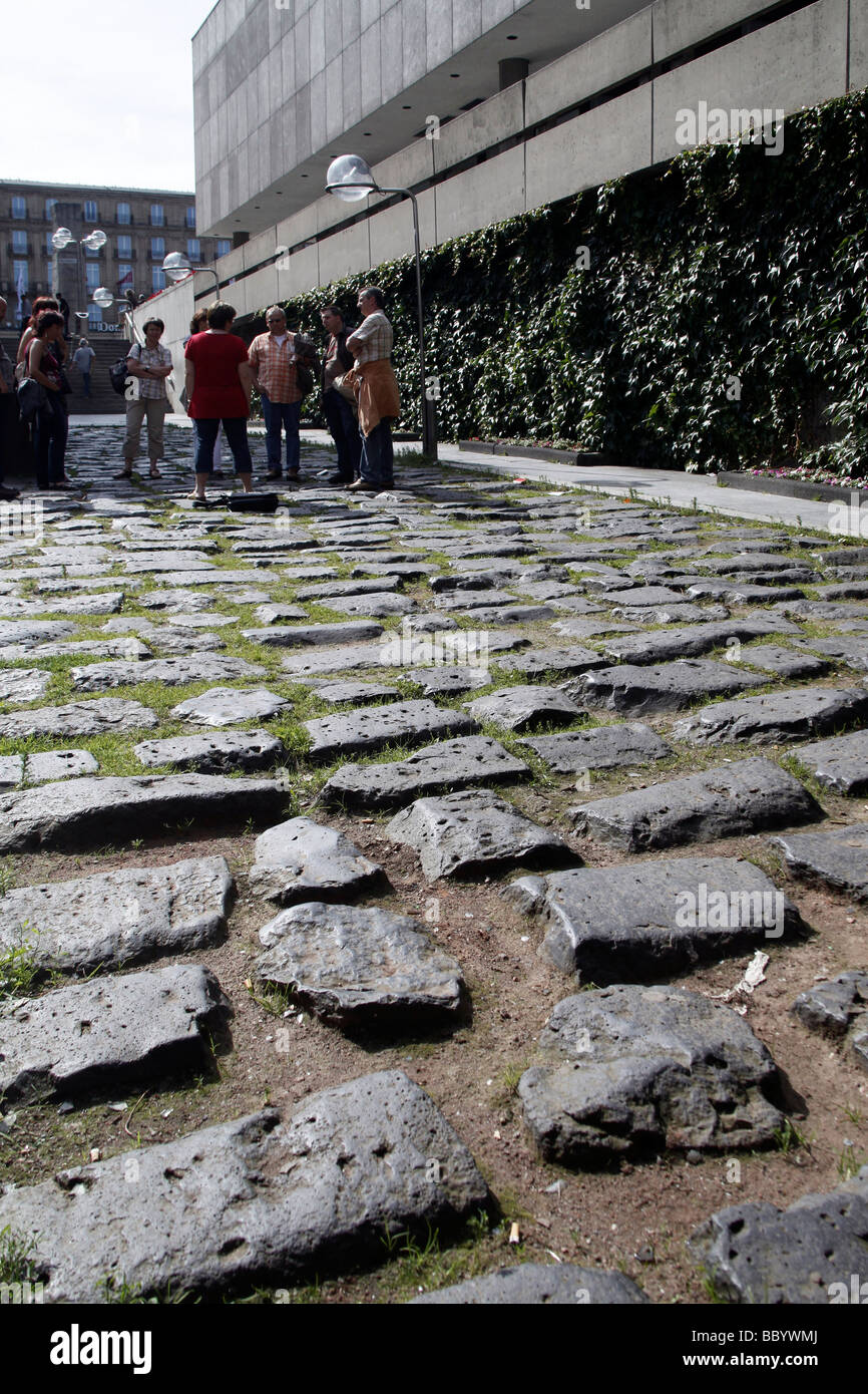 Roman pavement, cobbled Roman road, old town, Cologne, Rhineland, North ...